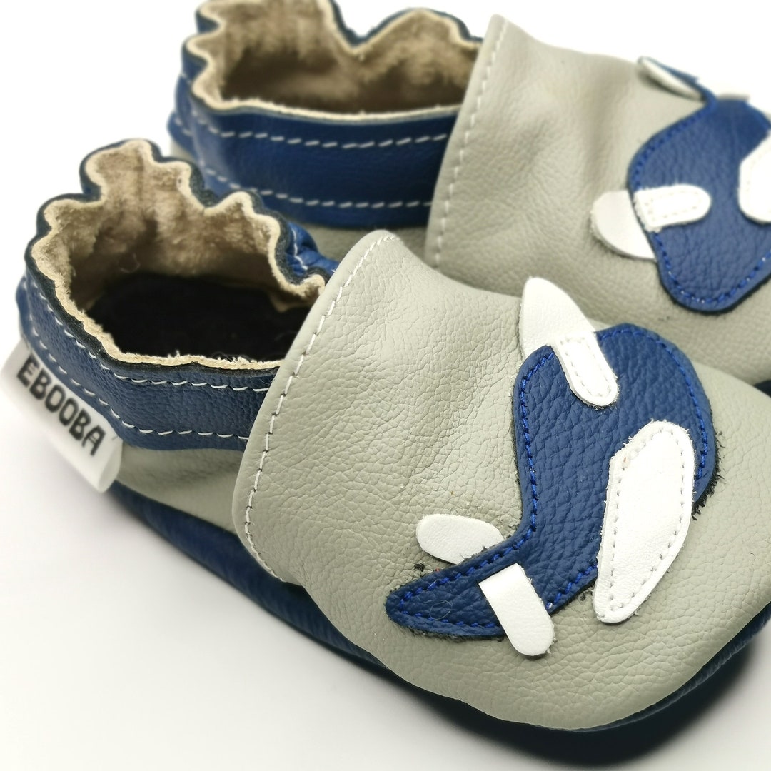 Gray&blue Baby Shoes, Airplane Baby Booties, Baby Boy Shoes, Kids ...