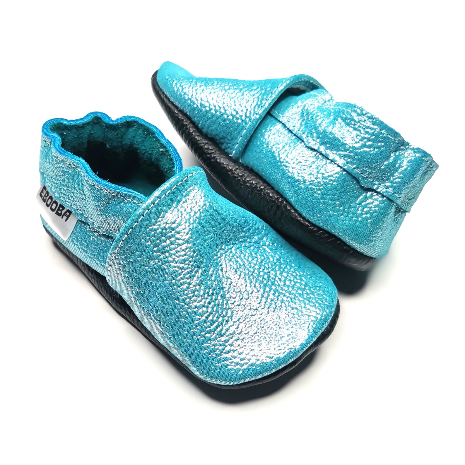 Silver Baby Shoes, Baby Girl Booties, Leather Baby Shoe, Ebooba, Glossy ...