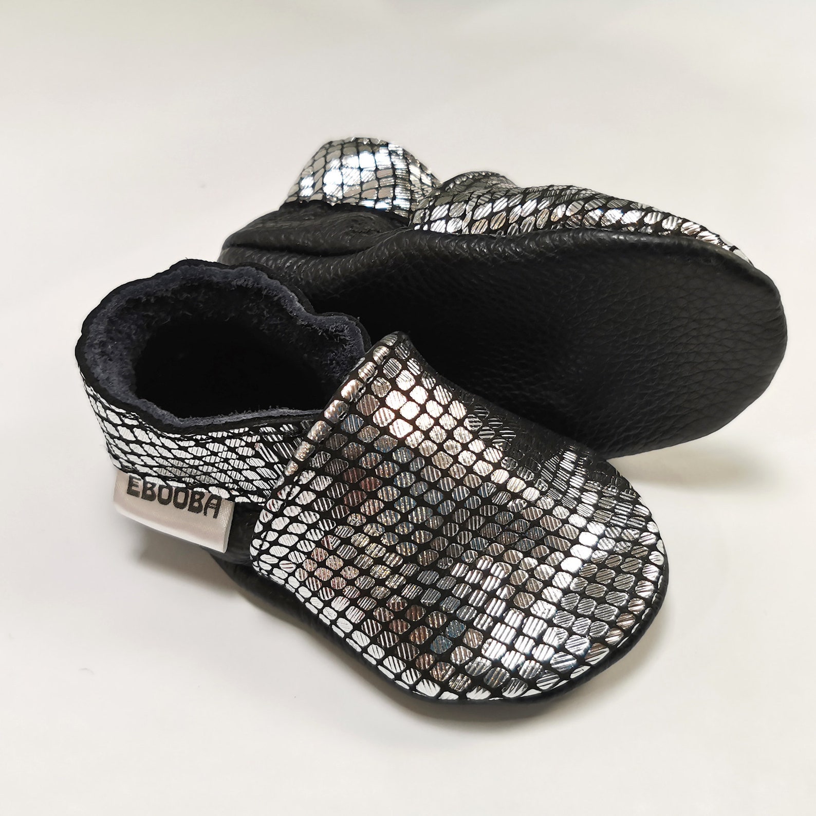 Silver Baby Shoes, Baby Booties, Leather Baby Shoes, Ebooba, Girls ...