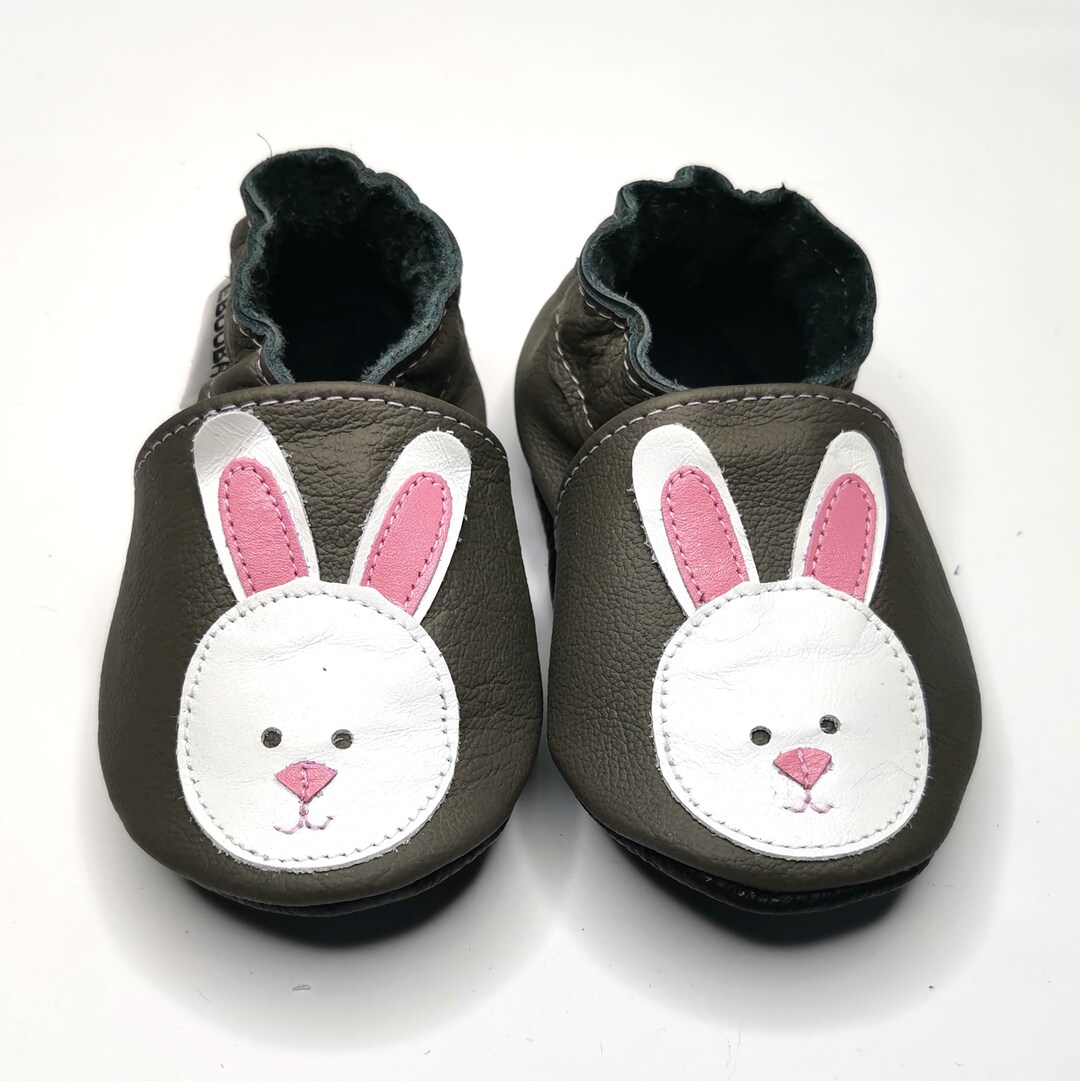 Rabbit Baby Shoes, Gray Kids Shoes, Toddler Shoes, Bunny Shoes, Girls ...