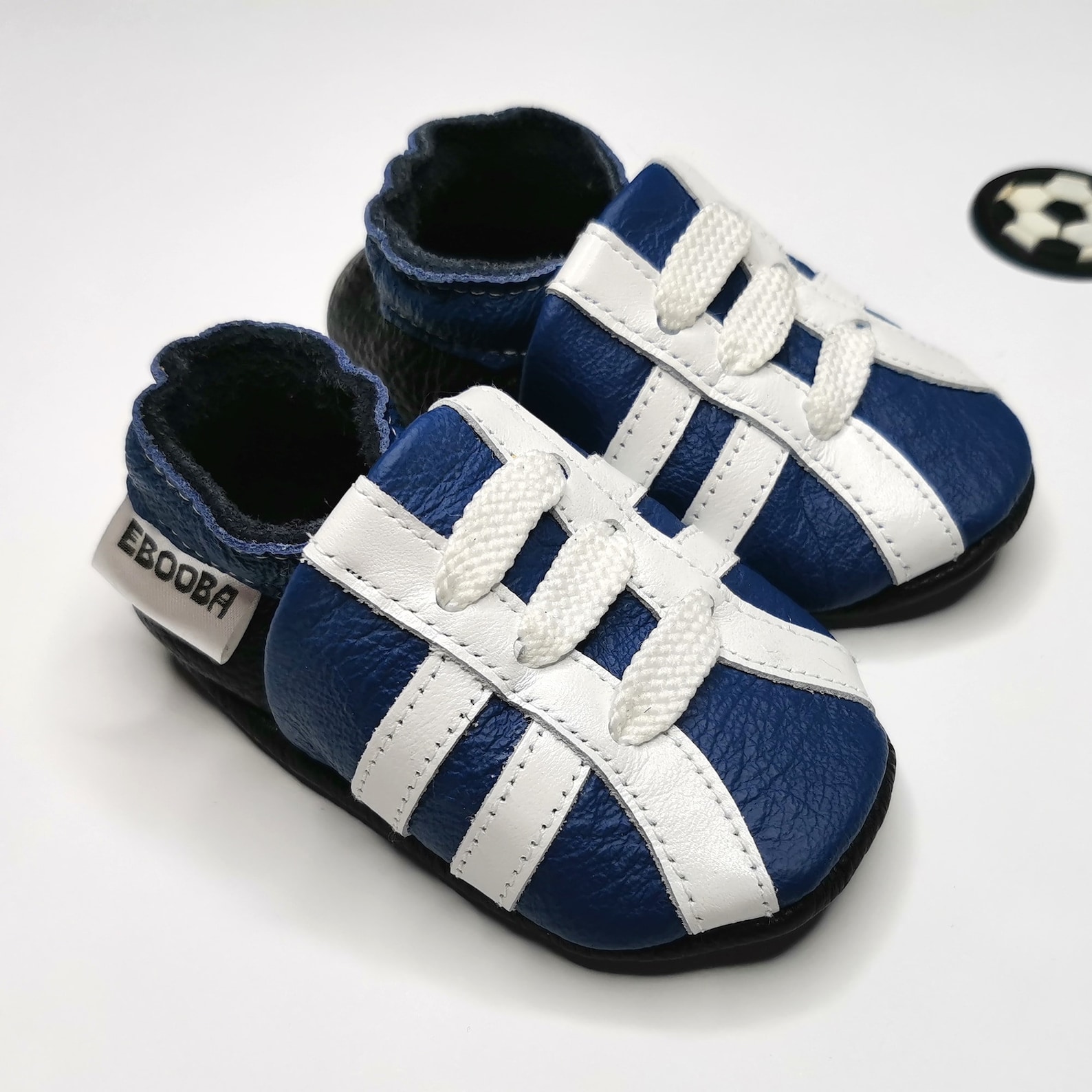 Blue baby shoes Leather baby shoes Soft sole infant | Etsy