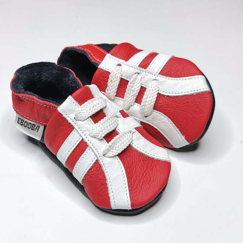 Red&white Baby Shoes Baby Sneakers Ebooba Leather Baby - Etsy