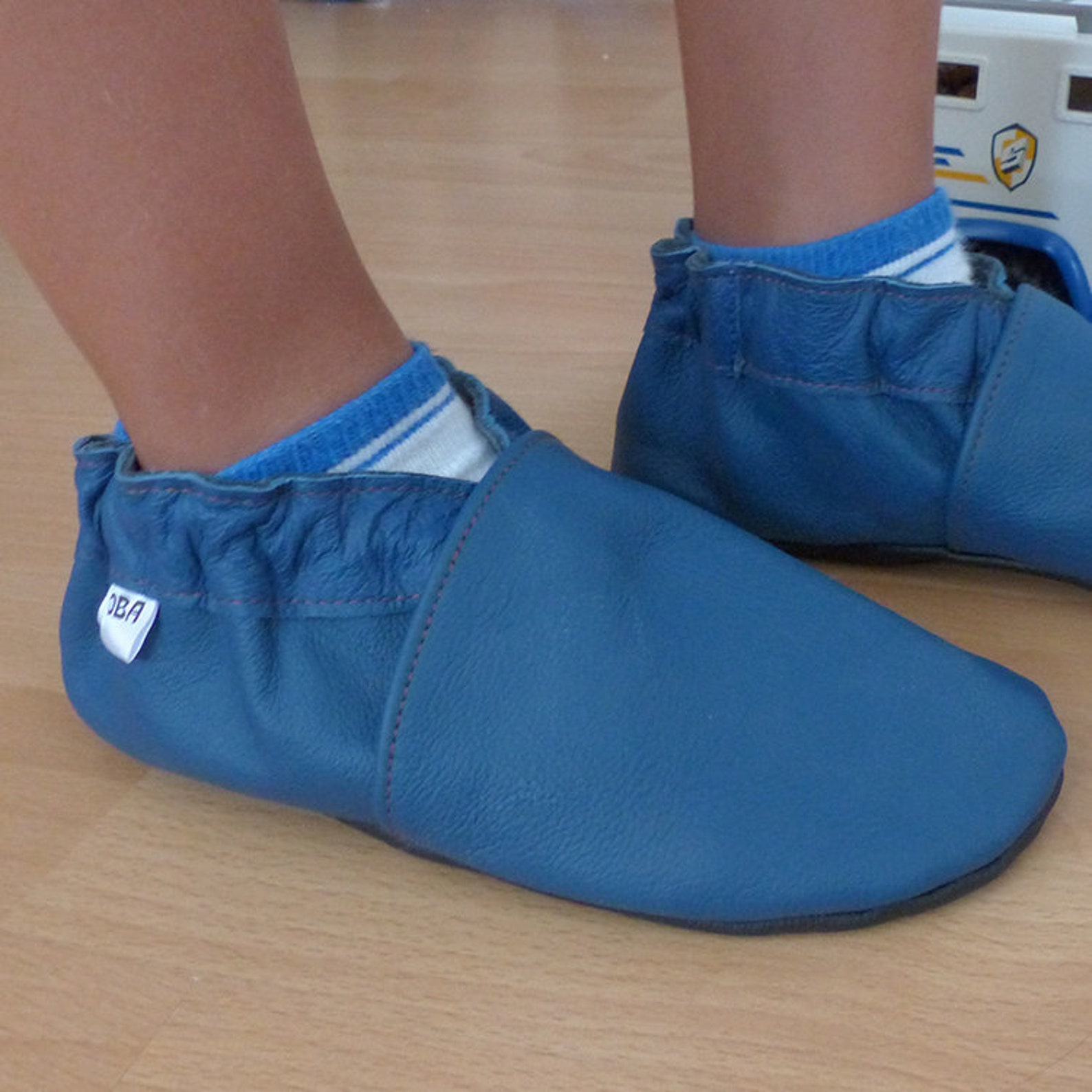 Blue Baby Shoes Leather Baby Shoes Baby Moccasins Baby Soft | Etsy