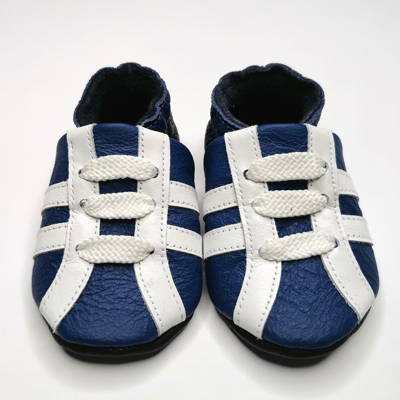 Blue Baby Shoes Leather Baby Shoes Soft Sole Infant | Etsy