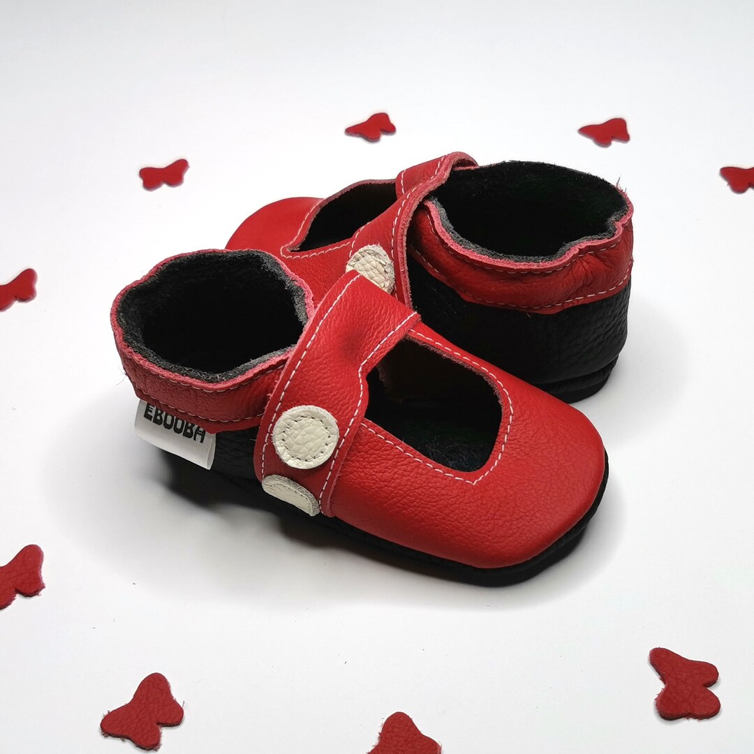 Red Baby Sandals Leather Baby Shoes Red Baby Shoes Ebooba Baby ...