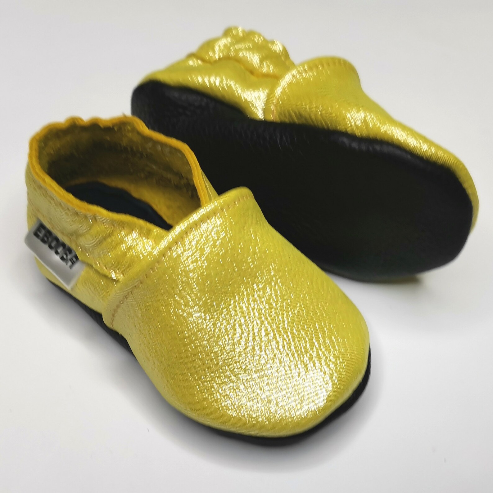 Silver Baby Shoes, Baby Girl Booties, Leather Baby Shoe, Ebooba, Glossy ...