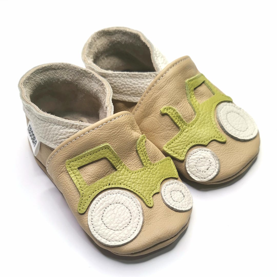 Green Tractors Baby Shoes, Toddler Soft Shoe, Baby Booties With Cars ...