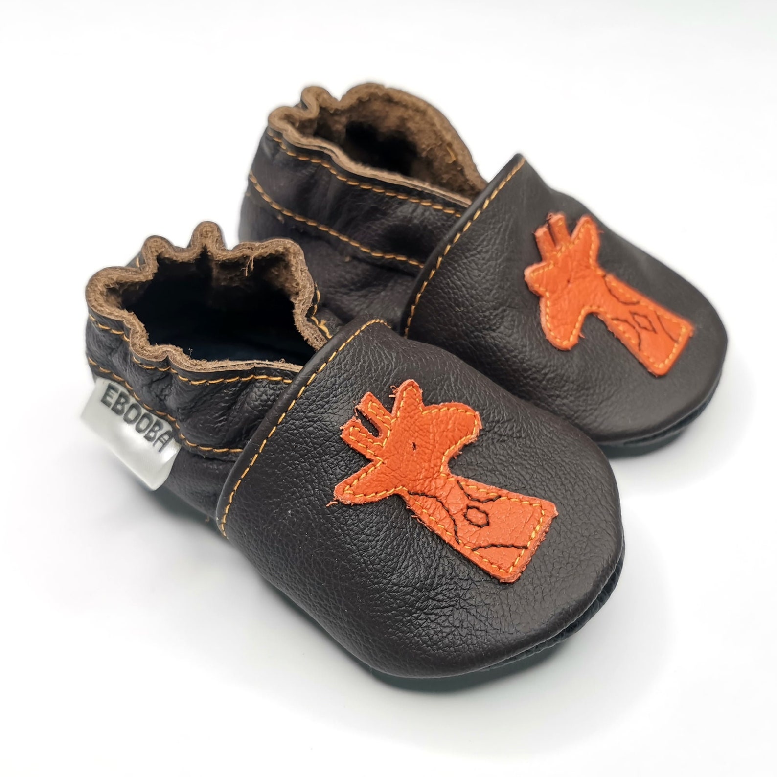 Animals Baby Shoes Leather Booties Dark Brown Baby Shoes | Etsy