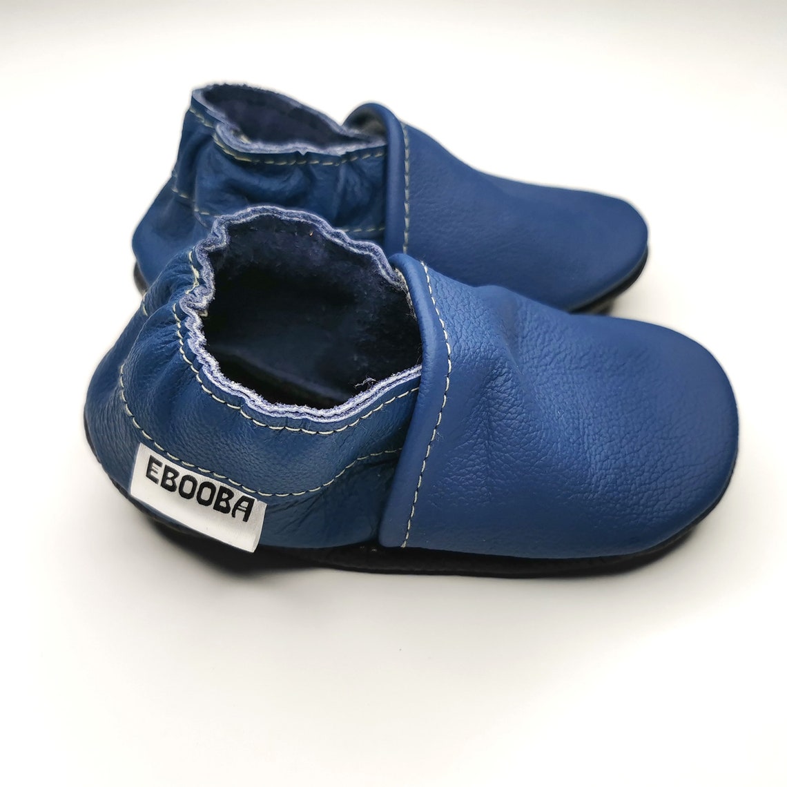 Blue Baby Shoes Leather Baby Shoes Baby Moccasins Baby Soft | Etsy