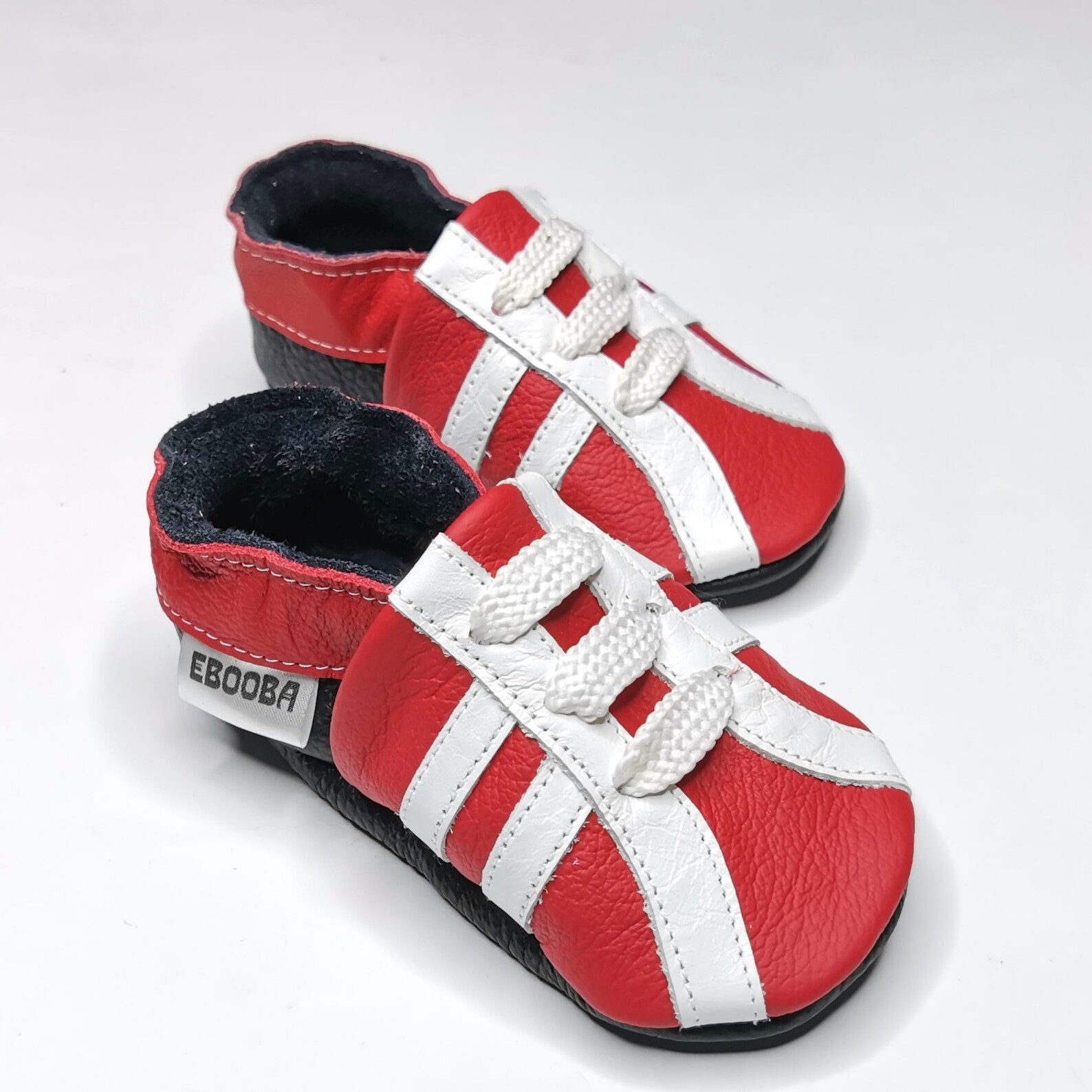 Red&White baby shoes Baby sneakers Ebooba Leather Baby | Etsy