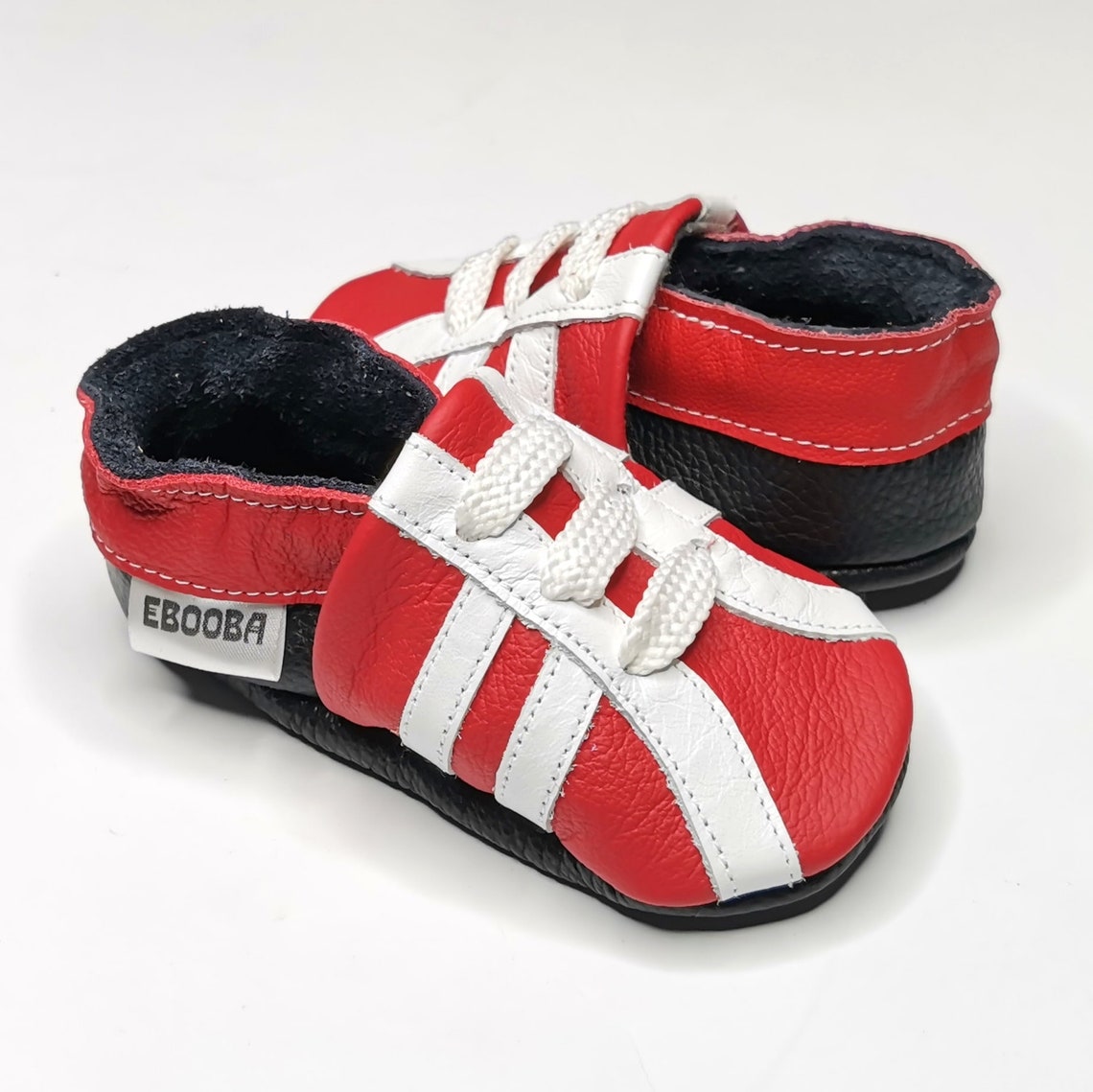 Red&White baby shoes Baby sneakers Ebooba Leather Baby | Etsy