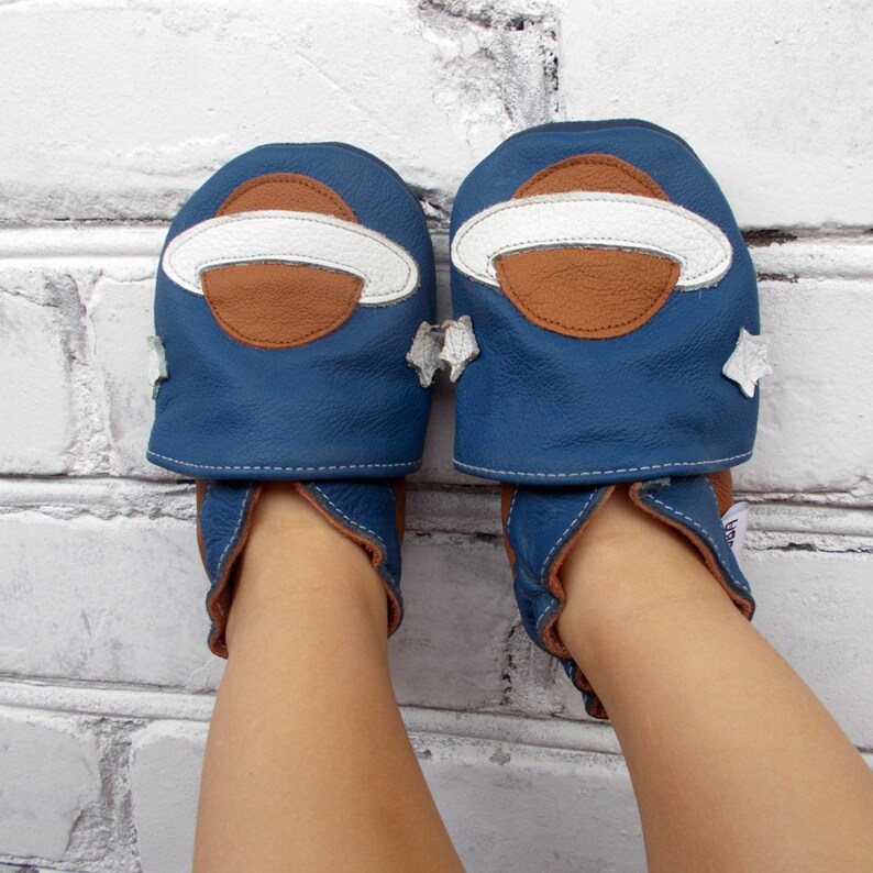 Rocket Baby Shoes Blue Baby Slippers Soft Sole Booties | Etsy