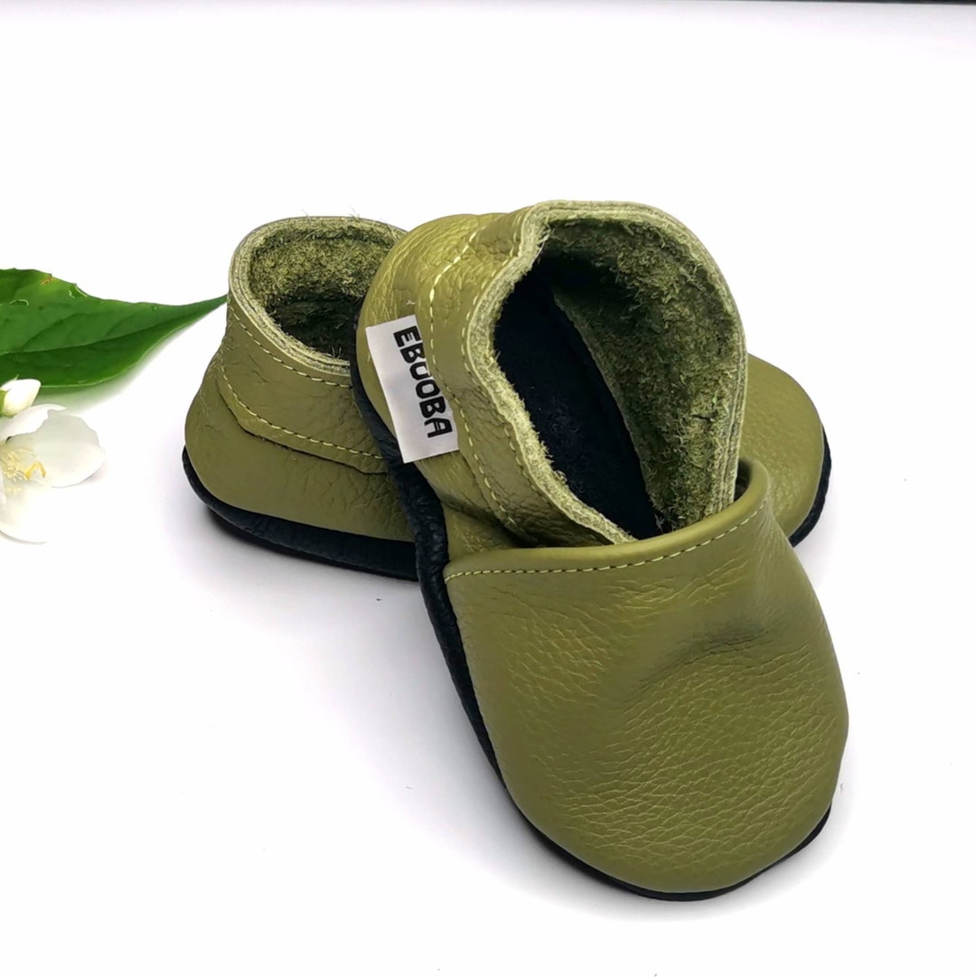 Khaki Green Baby Shoes, Leather Baby Shoes, Toddler Slippers, Boys ...