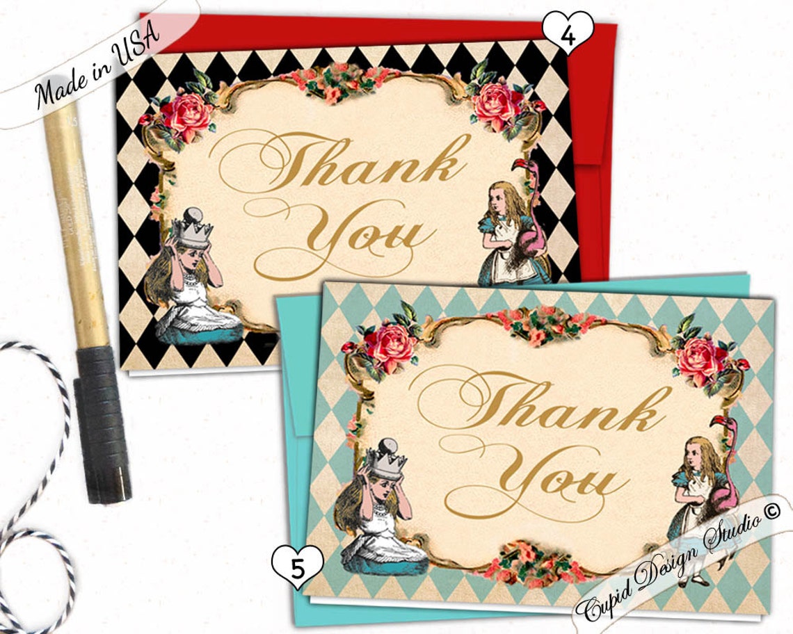 Alice through the looking glass thank you cards set / Alice | Etsy