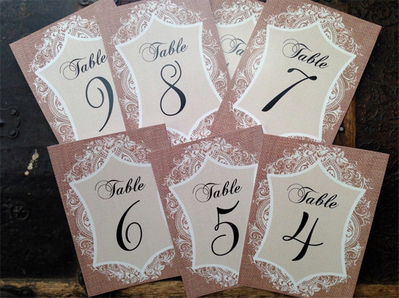 Burlap and Lace Table Numbers. Lace Table Number. Rustic Table - Etsy