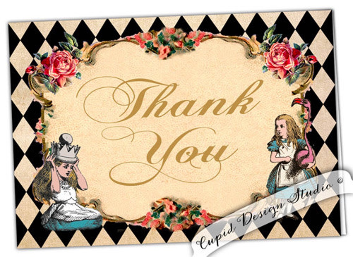 Alice through the looking glass thank you cards set / Alice | Etsy