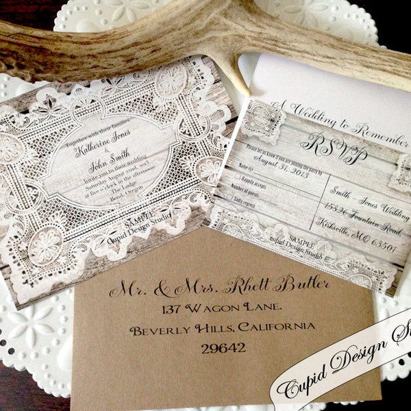 Lace Wedding Invites - Etsy