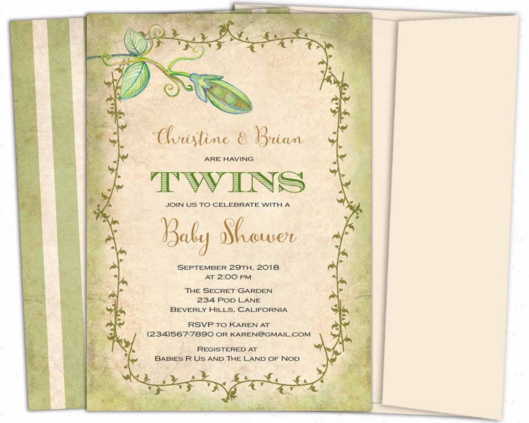 Peas in a Pod Baby Shower Invitation Two Peas in a Pod Baby Shower ...