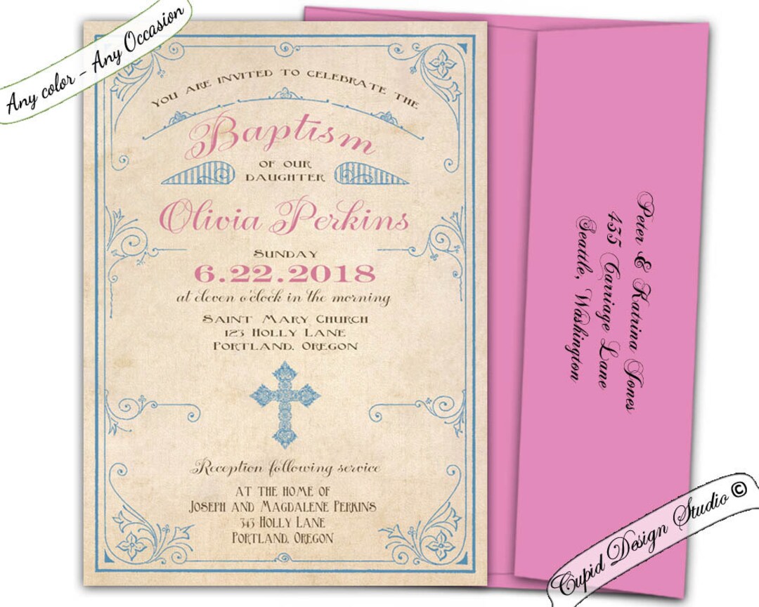 Christening Invitation Girl. Girl Baptism Invitation. LDS - Etsy