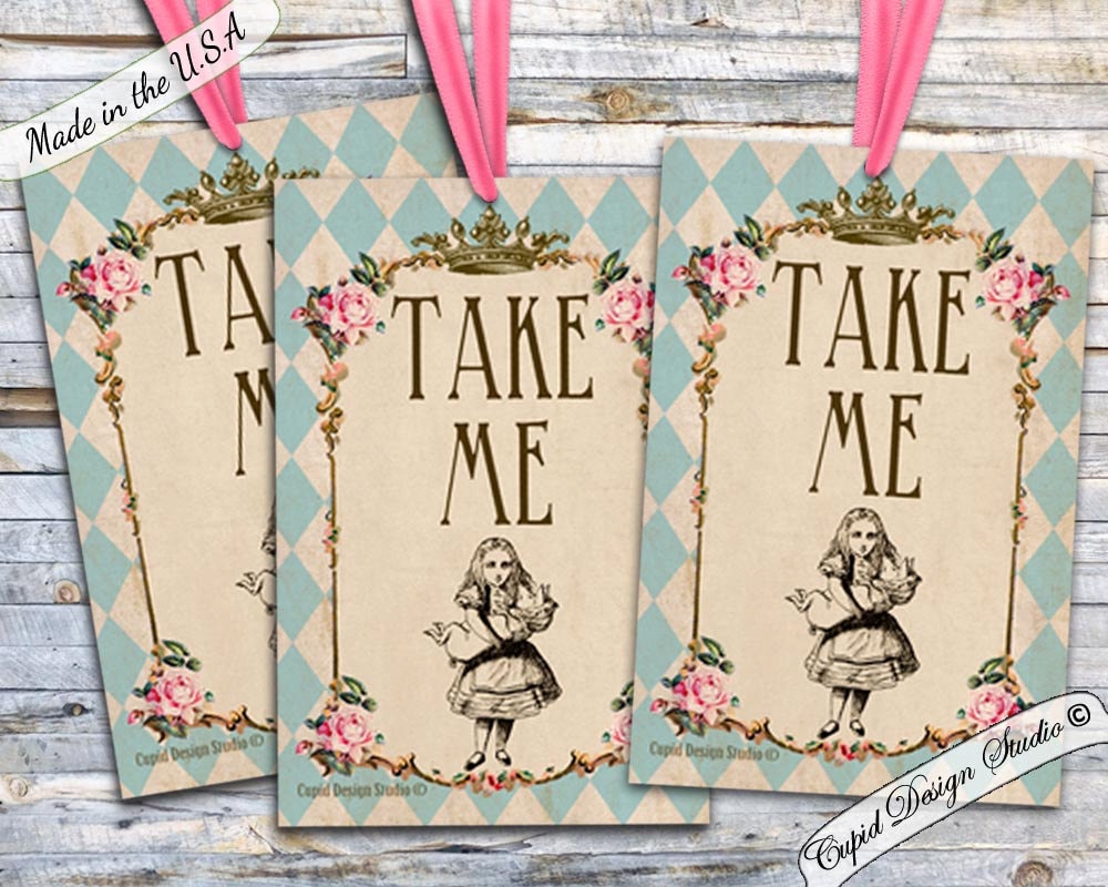 Take Me Tags Instant Download Take Me Birthday Favors Alice in ...