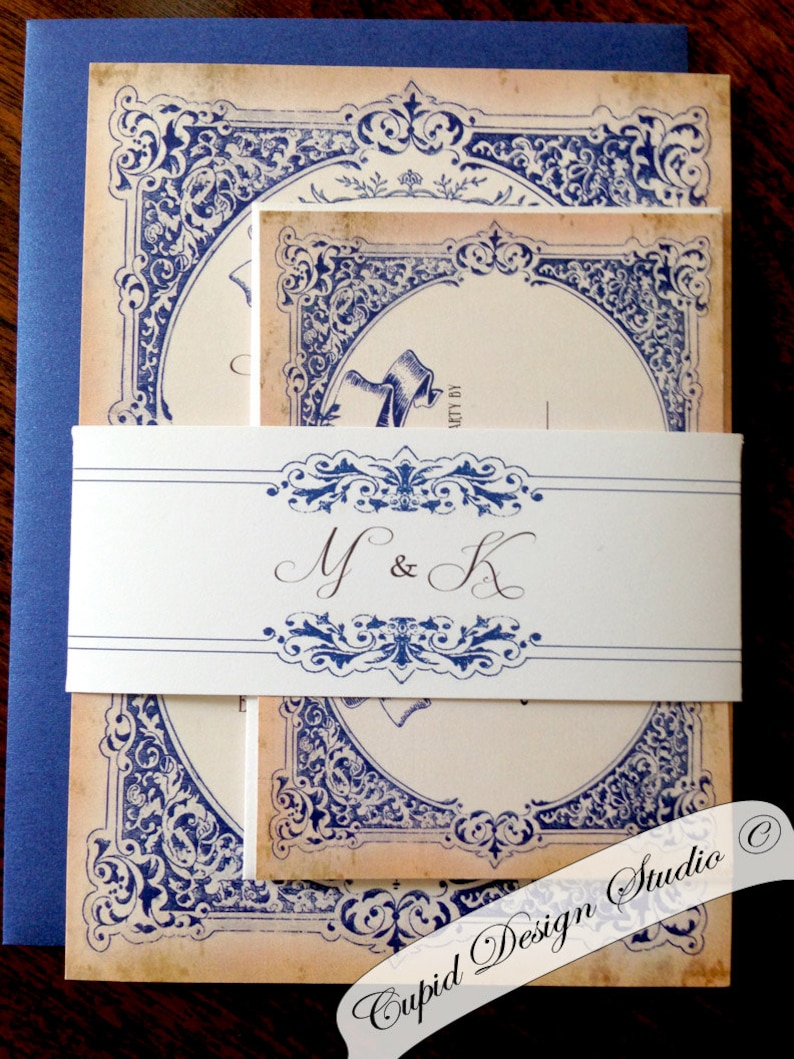 Wedding Invitation Elegant Royal Blue Wedding Invitations - Etsy
