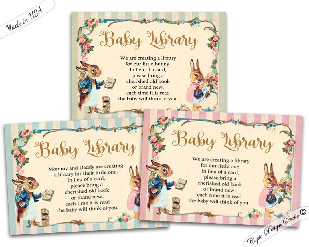 Peter Rabbit Bring a Book Instead of a Card, Beatrix Potter Baby Shower ...