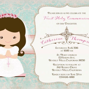 First Communion Invitations. Baptism. Christening. Vintage. Elegant ...