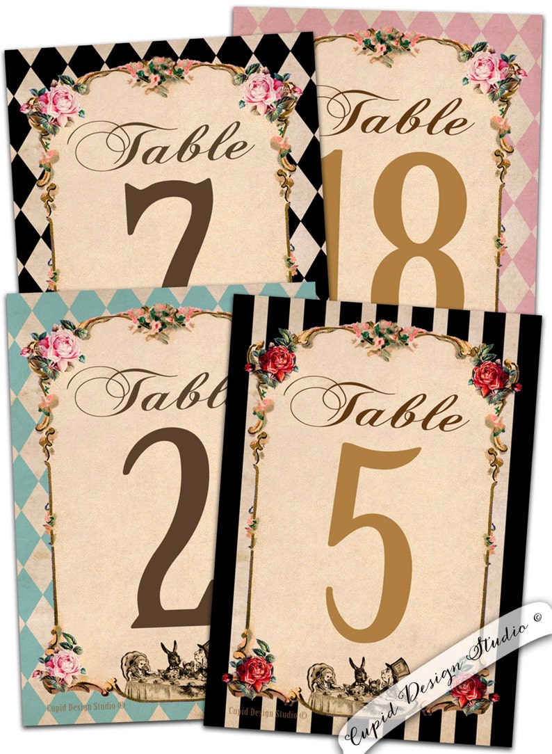 Alice in Wonderland Table Numbers. Mad Hatter Tea Party Table | Etsy