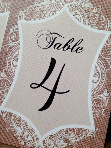 Burlap and lace Table numbers. Lace table number. Rustic table | Etsy