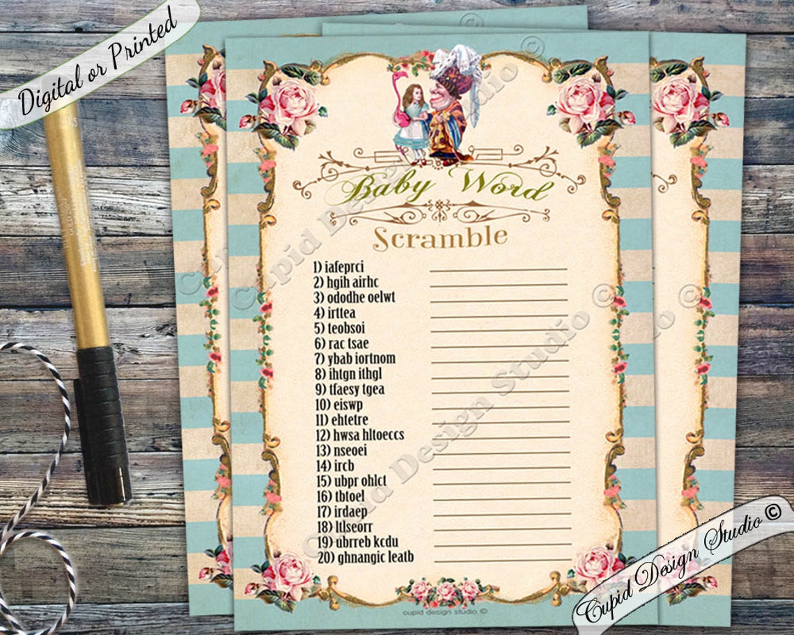 Baby Word Scramble. Baby Shower Games Printable. Baby Shower | Etsy