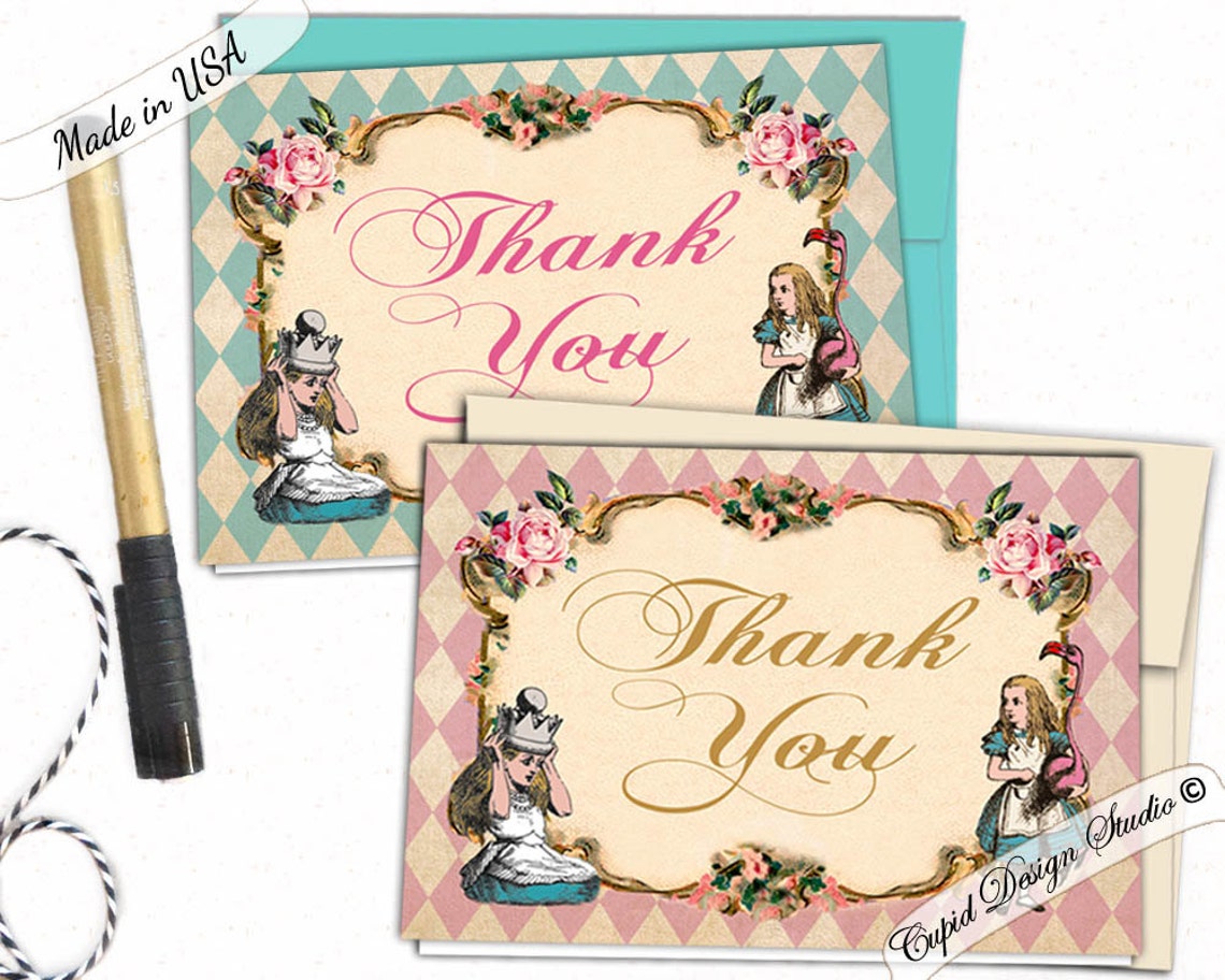 Alice Through the Looking Glass Thank You Cards Set / Alice in - Etsy