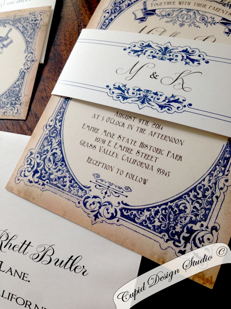 Wedding Invitation Elegant Royal Blue Wedding Invitations - Etsy
