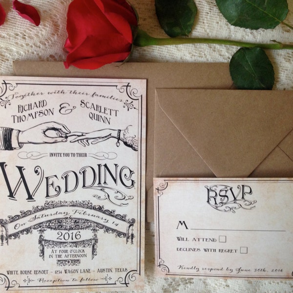 Vintage Wedding Invitations - Etsy