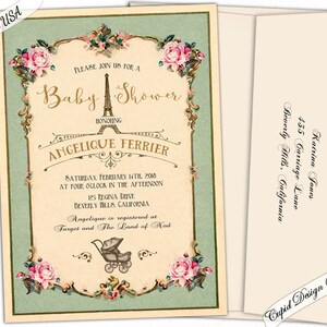 French Baby Shower Invitation/parisian Baby Shower/shabby Chic Baby ...