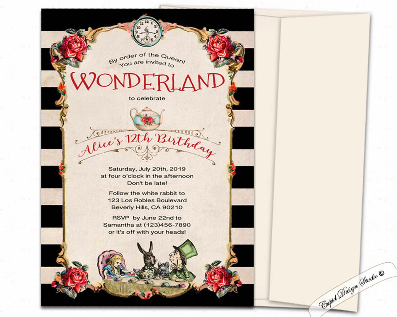 Mad Hatter Birthday Invitations/wonderland Birthday - Etsy