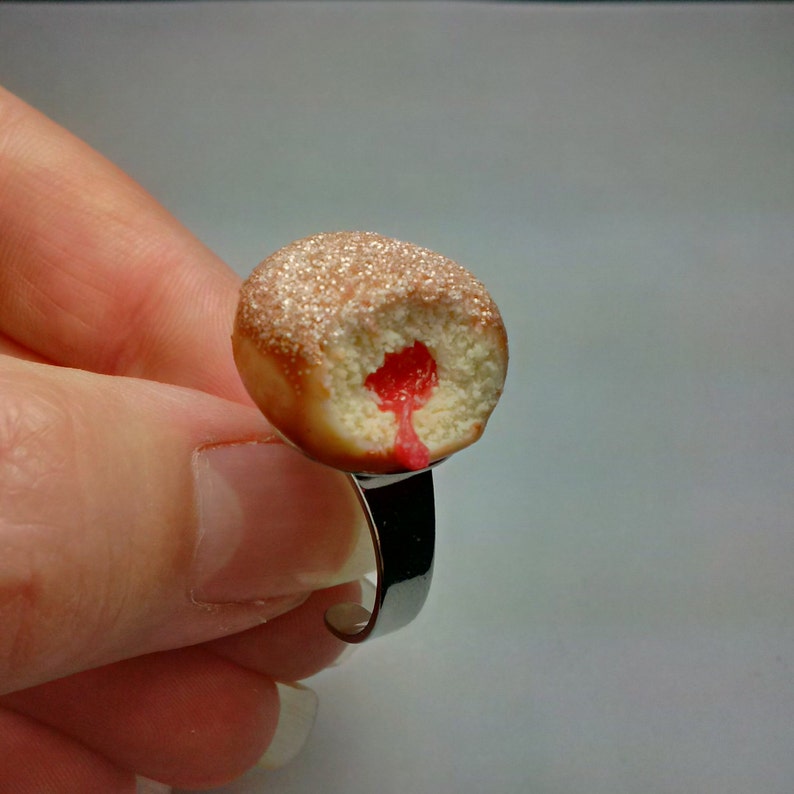 Jam Doughnut jelly Donut Ring Miniature Food Jewellery - Etsy