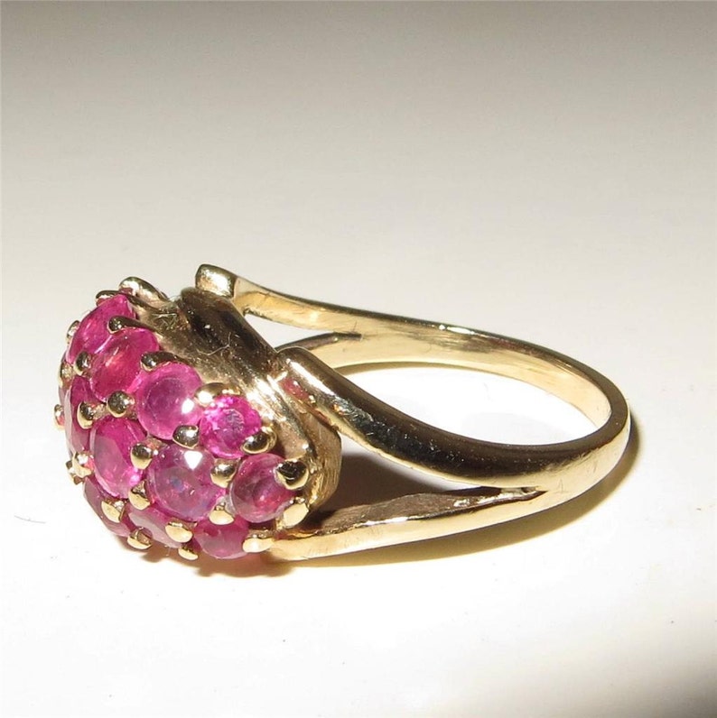 Vintage 14K Gold Ruby Pave Dome Ring 19 Rubies 5.3 Grams Size - Etsy