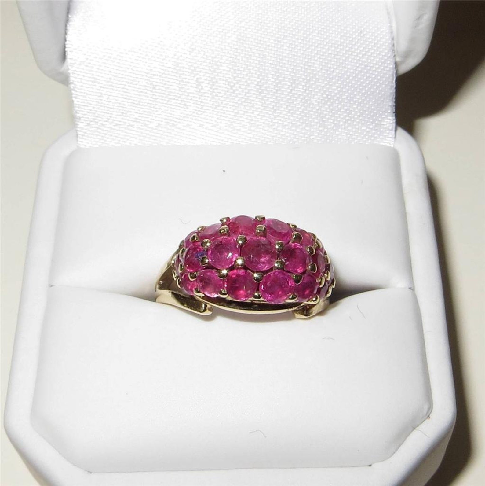 Vintage 14K Gold Ruby Pave Dome Ring 19 Rubies 5.3 Grams Size - Etsy