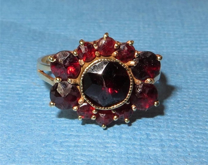 Vintage Art Deco 14K Gold Bohemian Rose Cut Garnet Ring H&A - Etsy