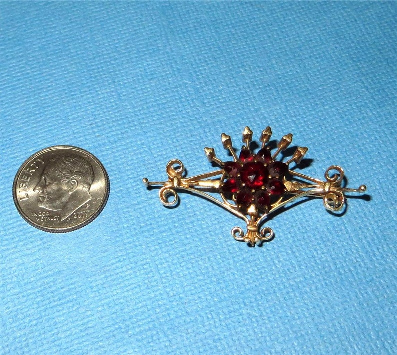 Antique Art Nouveau 14k Gold Bohemian Red Garnet Crown Brooch Pin ... Antique Art Nouveau 14k Gold Bohemian Red Garnet Crown Brooch Pin ...