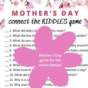 Mother's Day Connect the RIDDLES Game - Kids Game for Mother's Day/fun ...