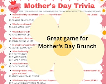 Mother's Day Trivia Game Mom's Day Printable Quiz for Adults and Teens ...