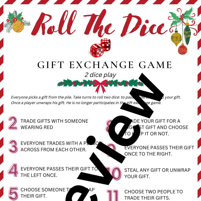 Secret Santa Dice Game - Etsy