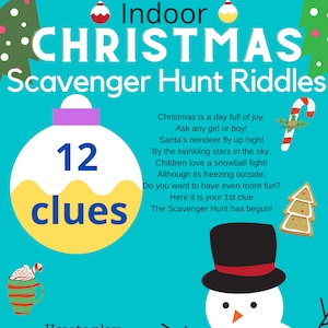Indoor Merry Christmas Scavenger Hunt Riddles/clues Gift Search - 12 ...