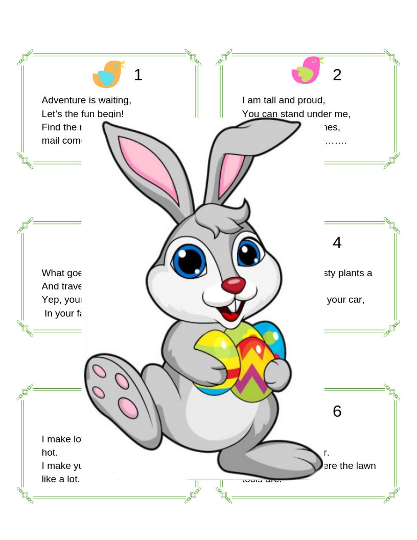 Easter Outdoor Scavenger Hunt Riddles - 12 Rhyming Clues - Etsy