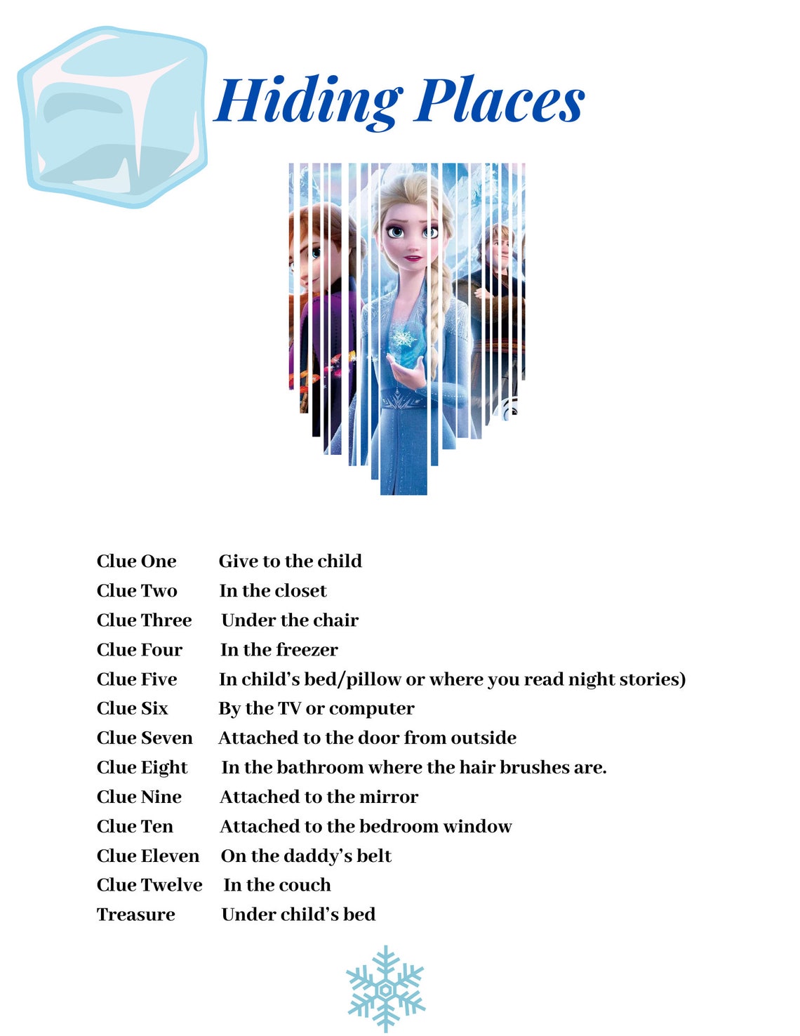 Frozen Treasure Hunt Riddles: Kids Scavenger Game (PDF) - Etsy