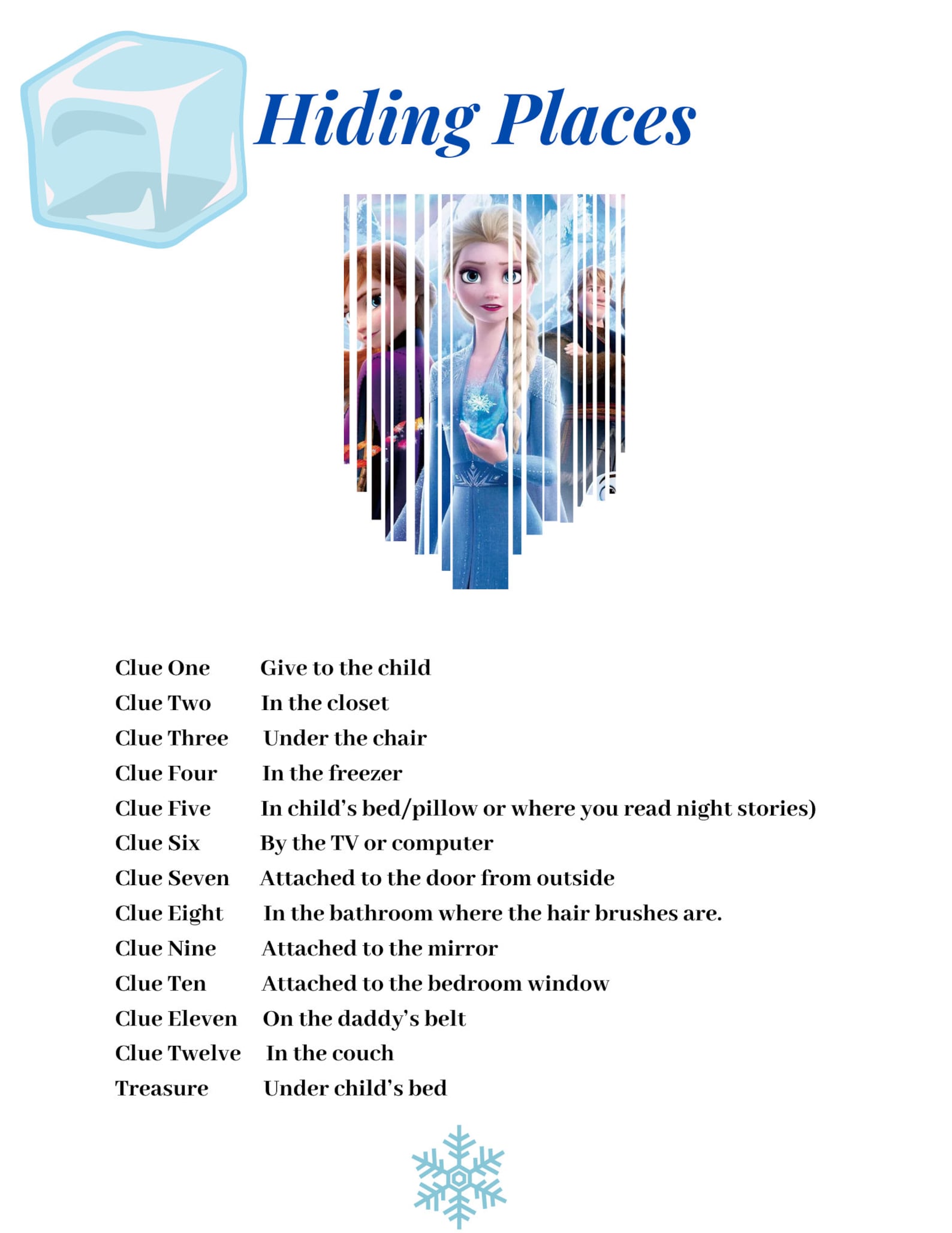 Frozen Treasure Hunt Riddles: Kids Scavenger Game (PDF) - Etsy