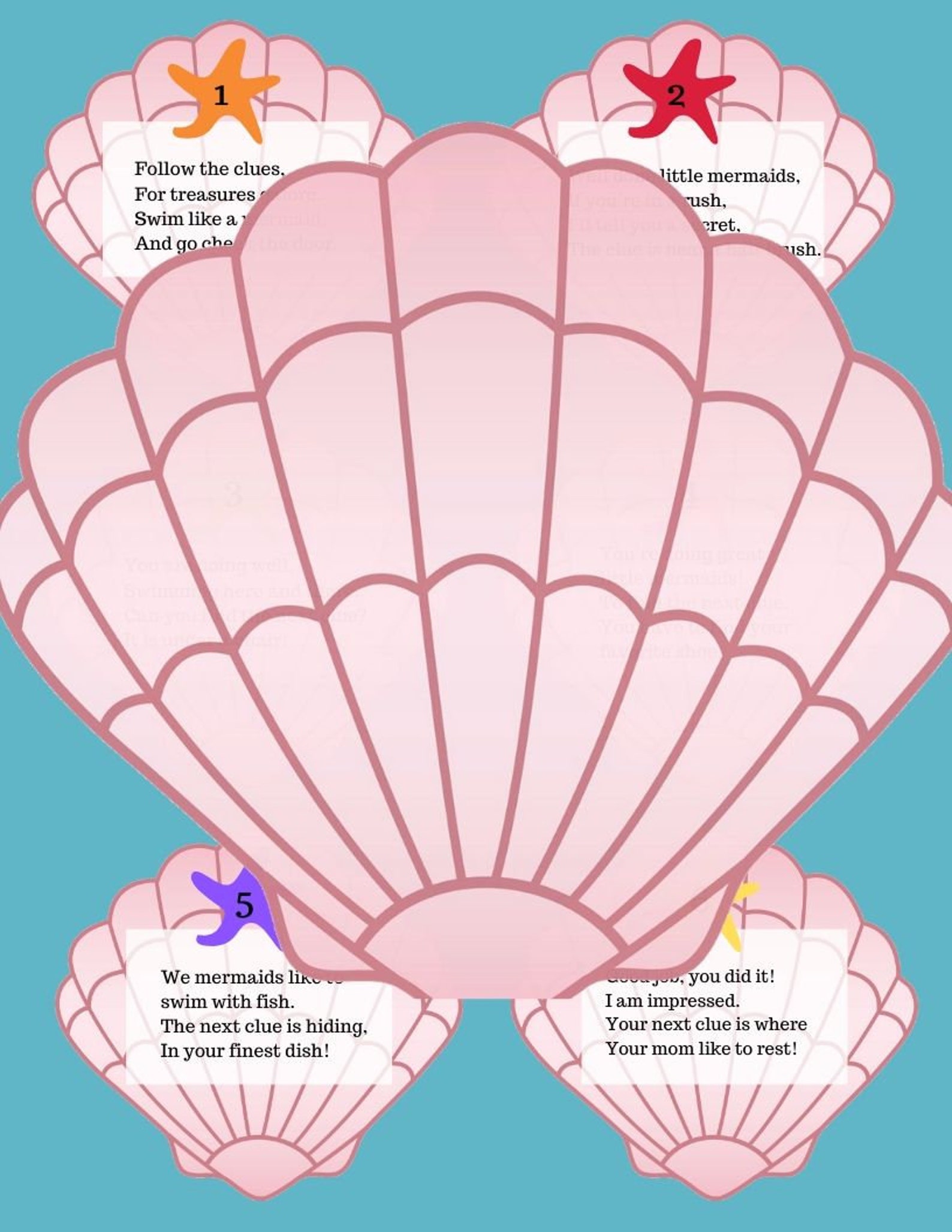 Mermaid Scavenger Hunt Rhyming Clues (riddles) - Etsy