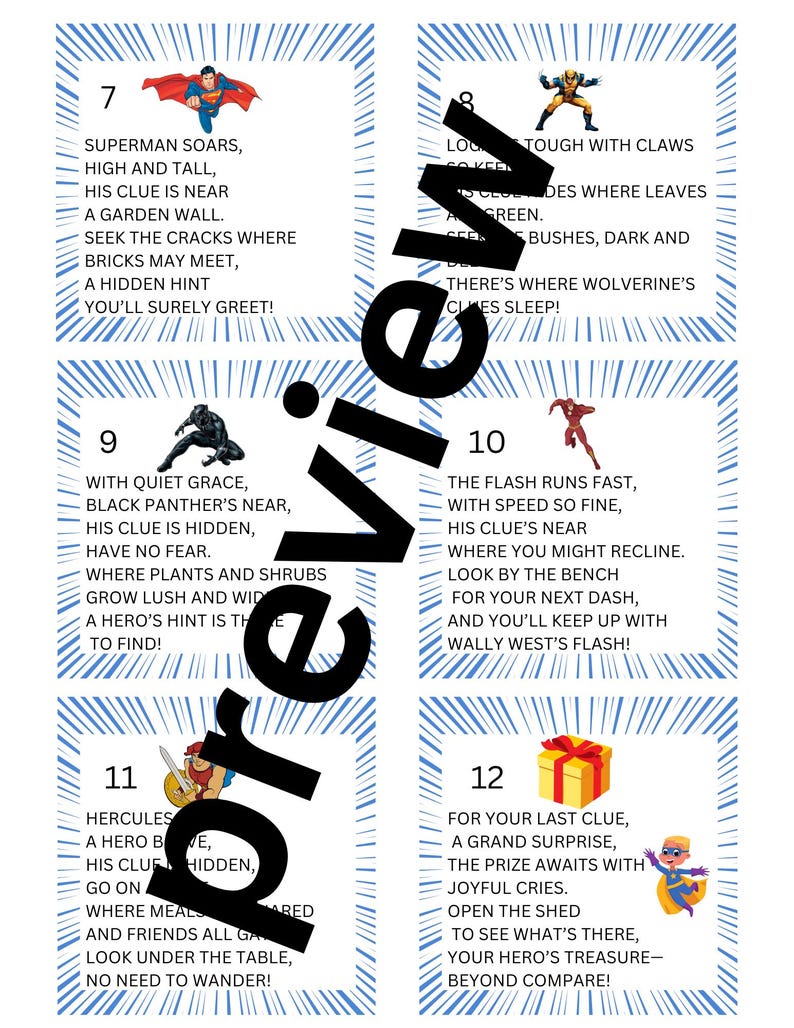 Outdoor Superheroes Scavenger Hunt Rhyming Clues (riddles) - Etsy