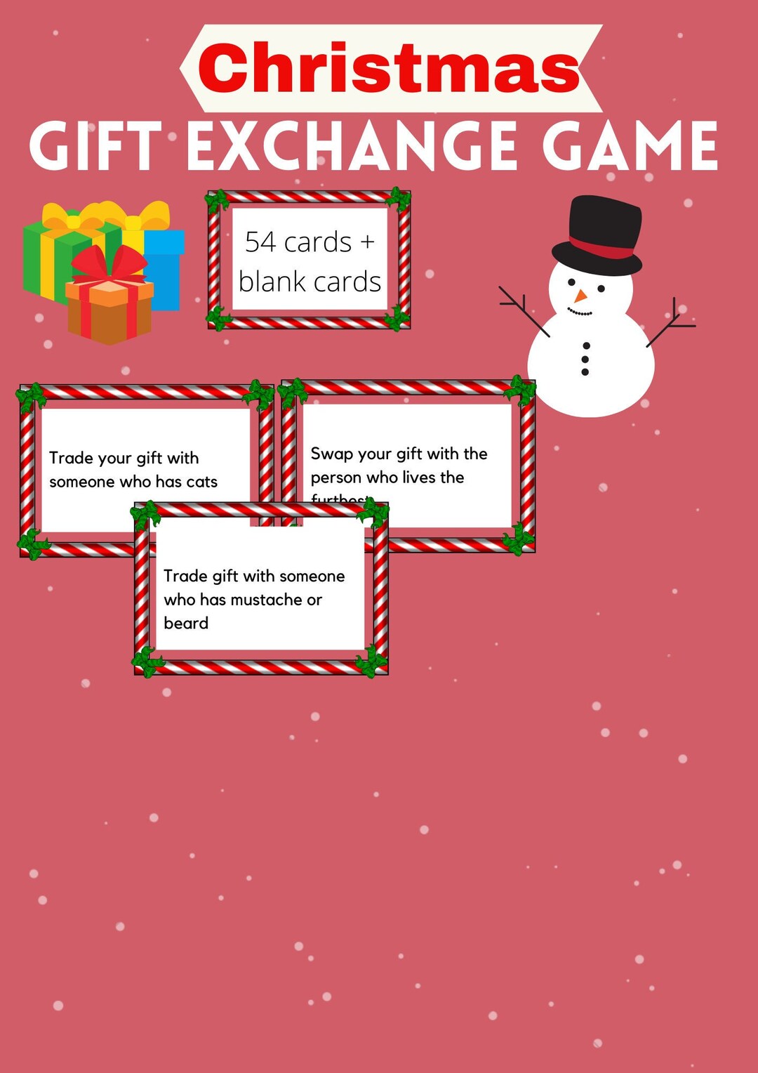 Christmas Gift Exchange Game / White Elephant Gift Swap Game/christmas ...